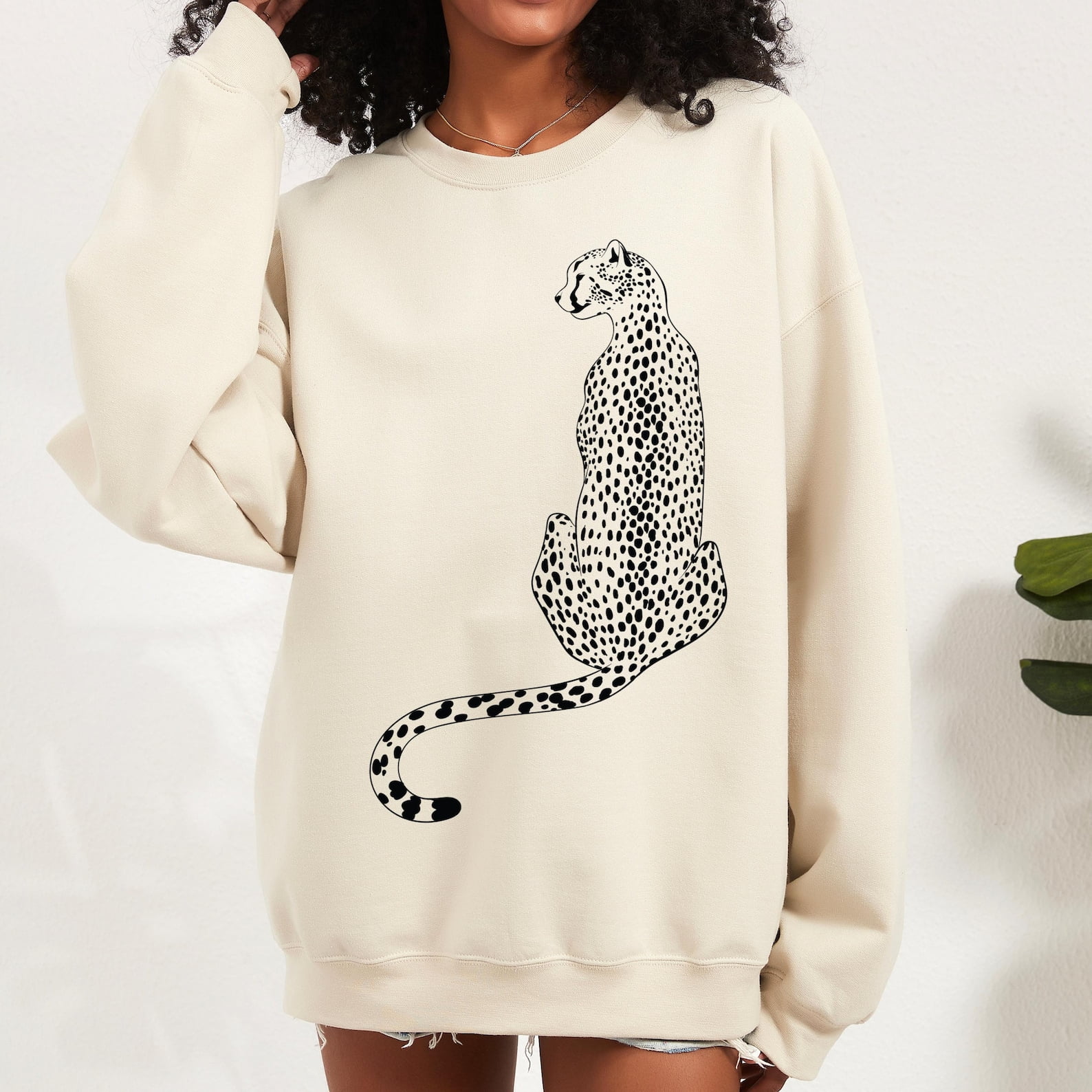 Velto Leopard Print Sweatshirt: Trendy Boho Style, Soft Cotton Blend ...