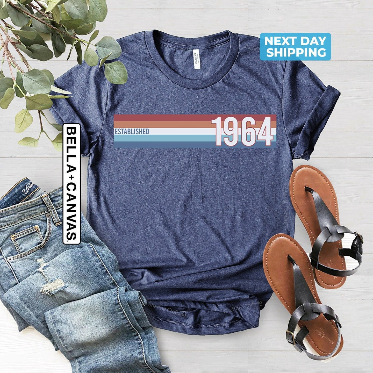 Velto Mens 61st Birthday T-Shirt, Established 1964 Retro Strip, 61st ...