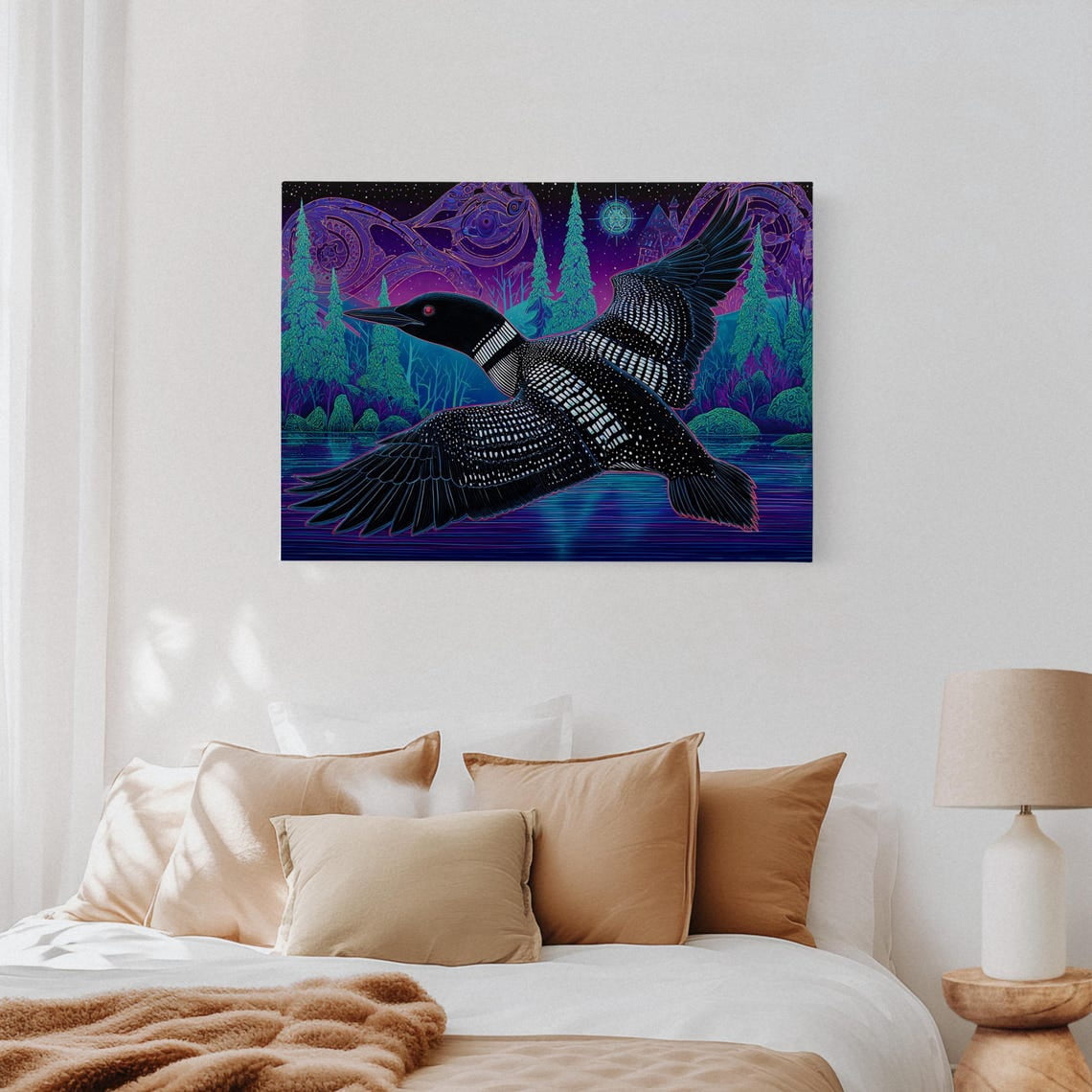 Velto Mystical Loon Canvas Wall Art | Psychedelic Bird Flying Over ...