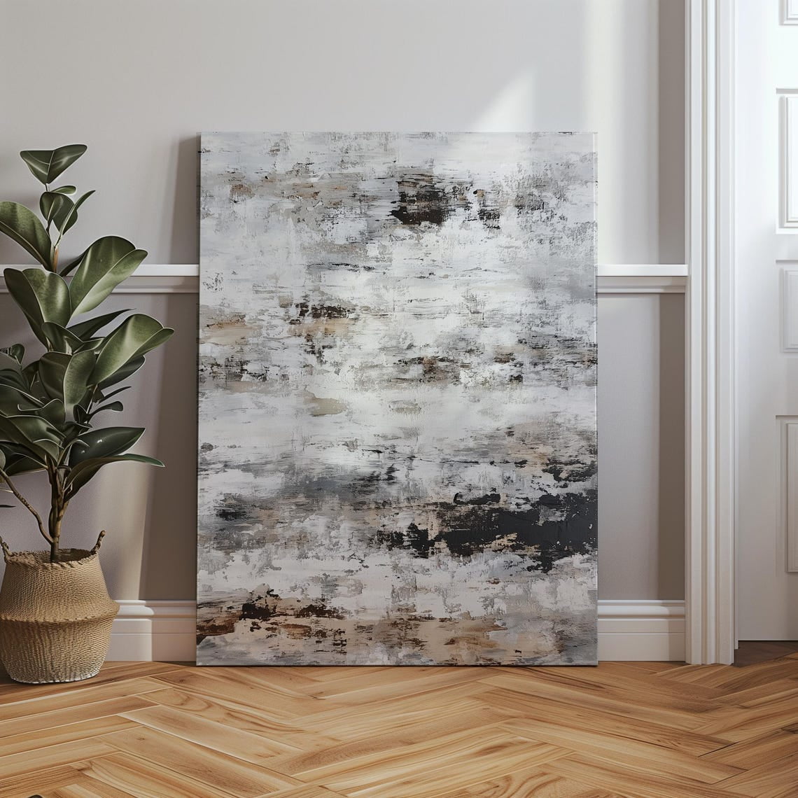 Velto Neutral Brown Gray Abstract Art, Modern Minimalist Contemporary ...