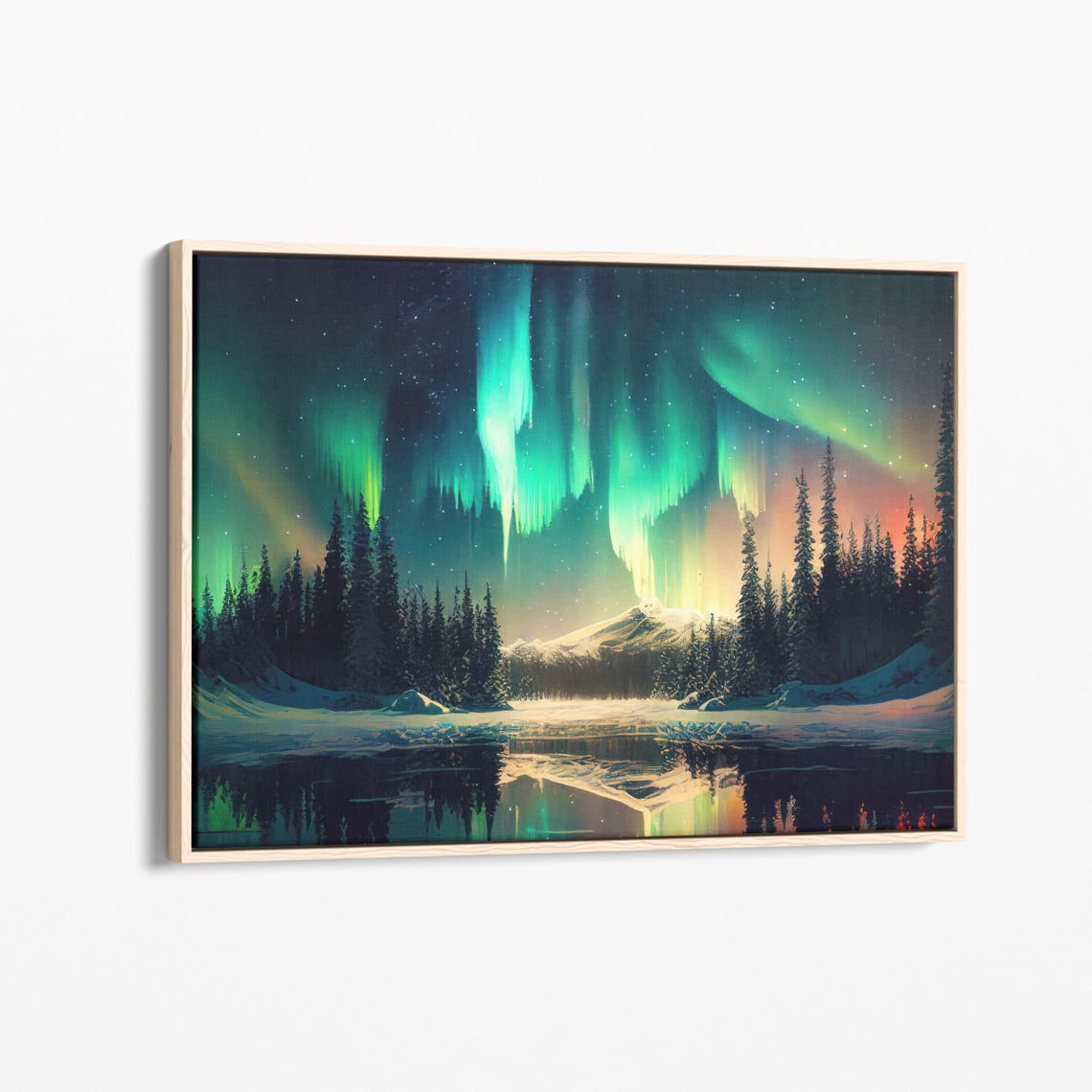 Velto Northern Lights (Aurora Borealis) Over Pine Forest Canada Canvas ...