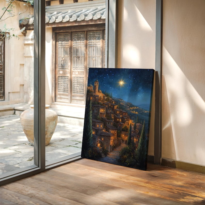Velto O Holy Night Canvas – Bethlehem Nativity Village Under the Star ...