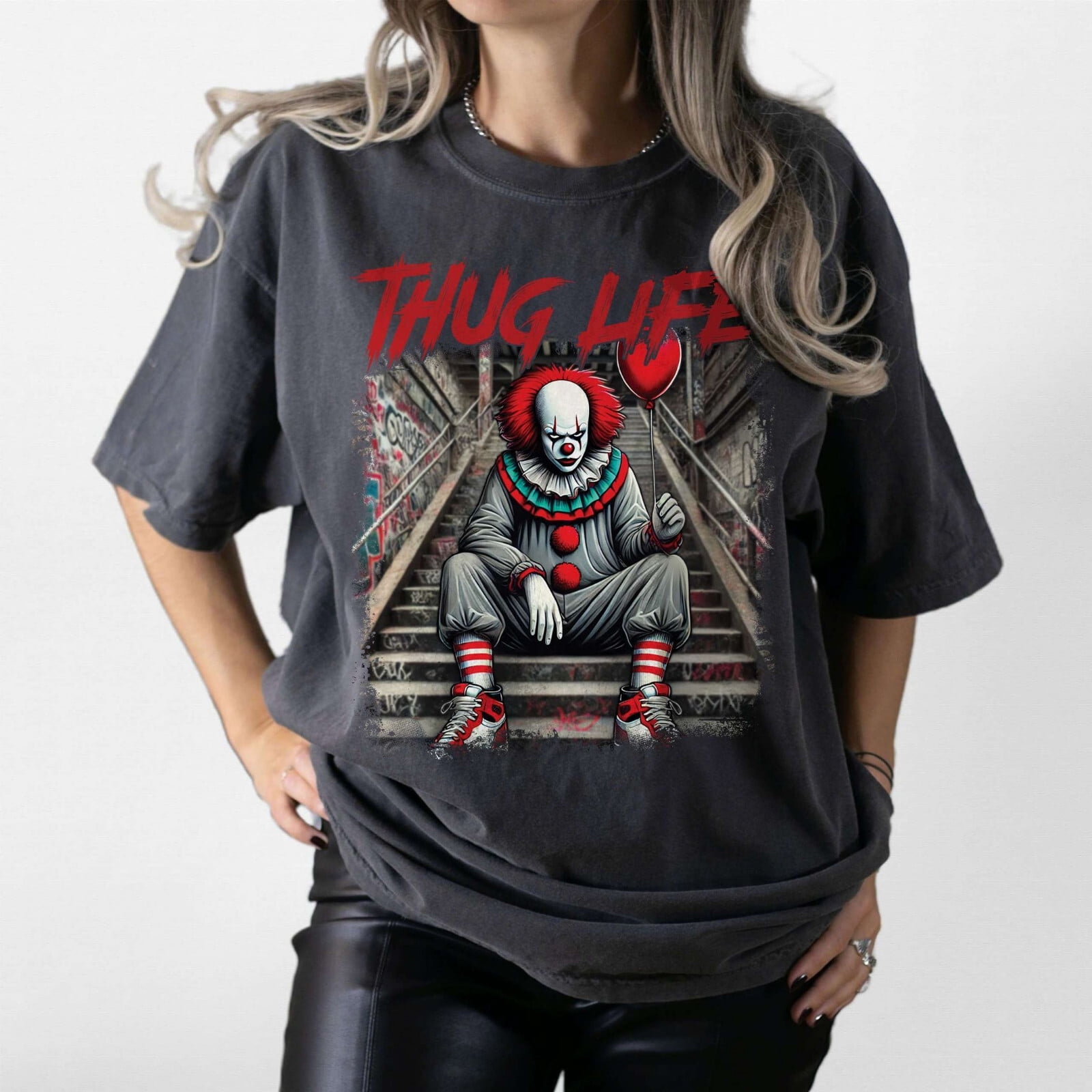 Velto Pennywise Thug Life T-Shirt, Horror Icons, Balloon Movie Killers ...