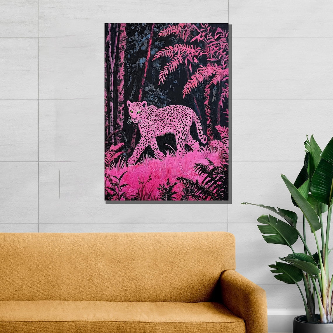 Velto Pink Leopard Canvas In Vibrant Jungle, Bold Safari Wall Art With ...