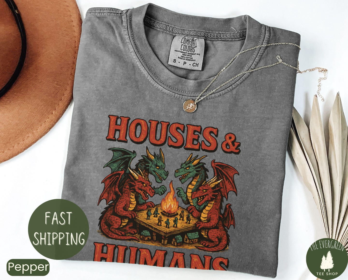 Velto Retro DnD Graphic Tshirt Houses And Humans Design Vintage ...
