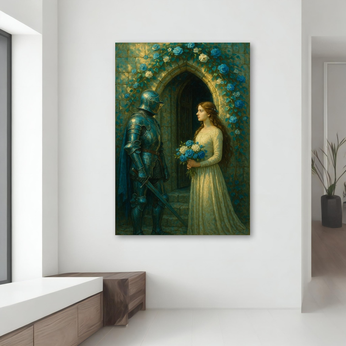 Velto Romantic Medieval Couple Art - Knight And Lady Canvas, Gift For ...