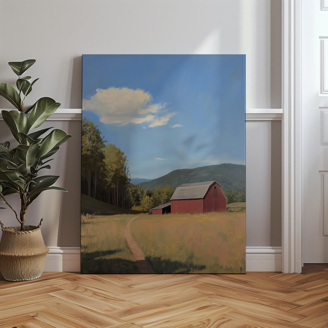 Velto Rustic Barn Landscape, Country Farmhouse Art, Nostalgic Red ...