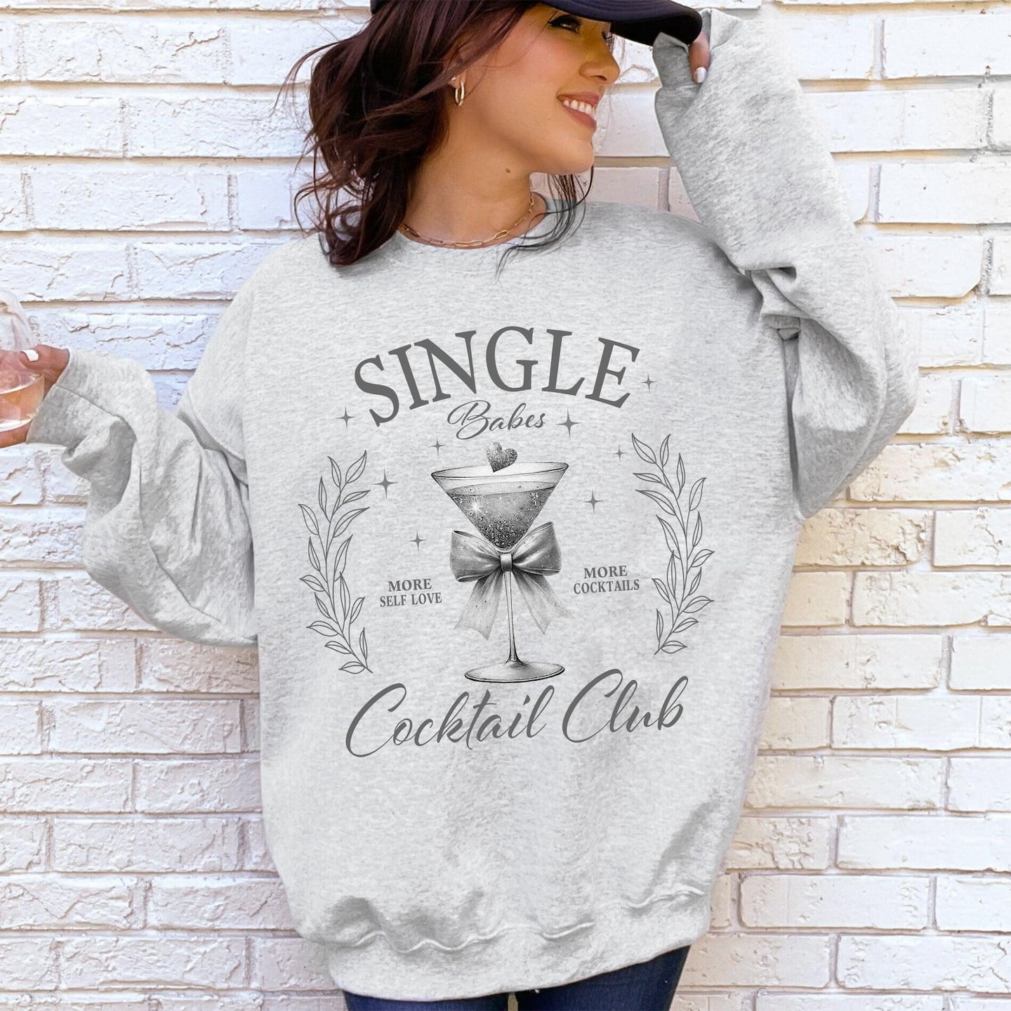 Velto Single Babes Cocktail Club Positivity Self Love Sweatshirt Full ...