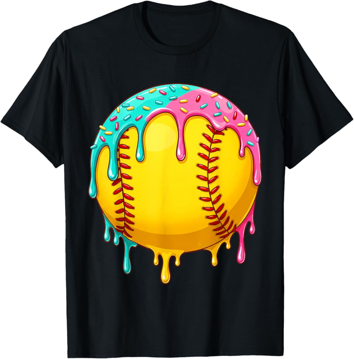 Velto Softball Player Ice Cream Softball Drip softball T-Shirt Fullsize ...