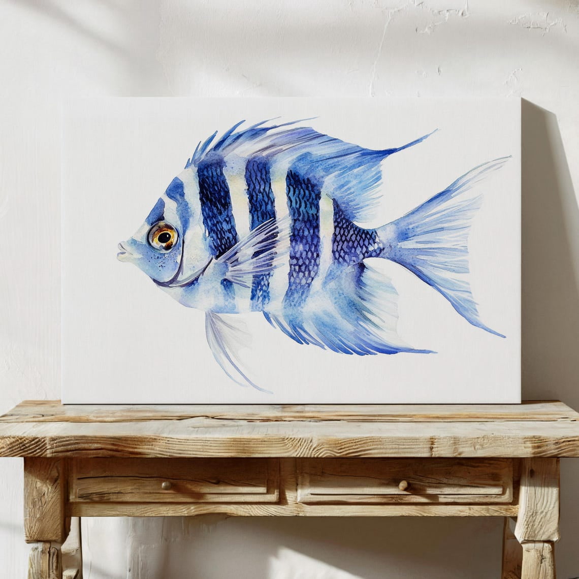 Velto Striking Blue Angel Fish, Elegant Tropical Fish Art, Ocean Life ...