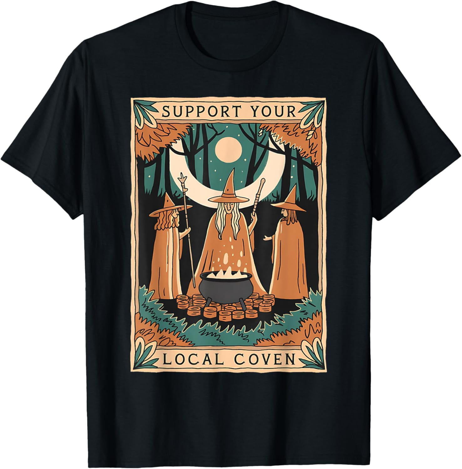 Velto Support Your Local Coven Witch Wizard Tarot Card T-Shirt All Size ...