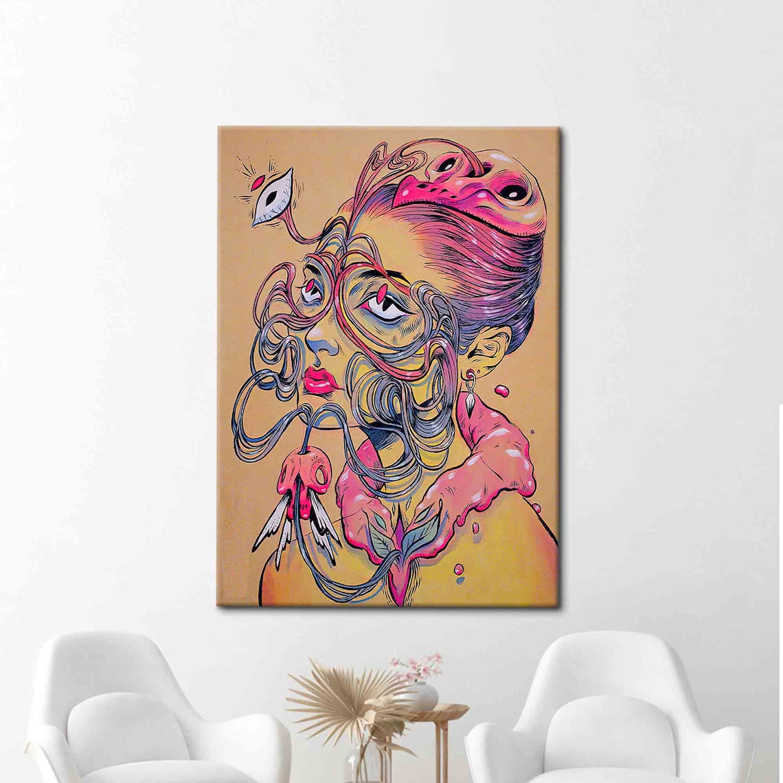 Velto Surrealist Woman Drawing, Abstract Woman Canvas, Modern Artwork ...