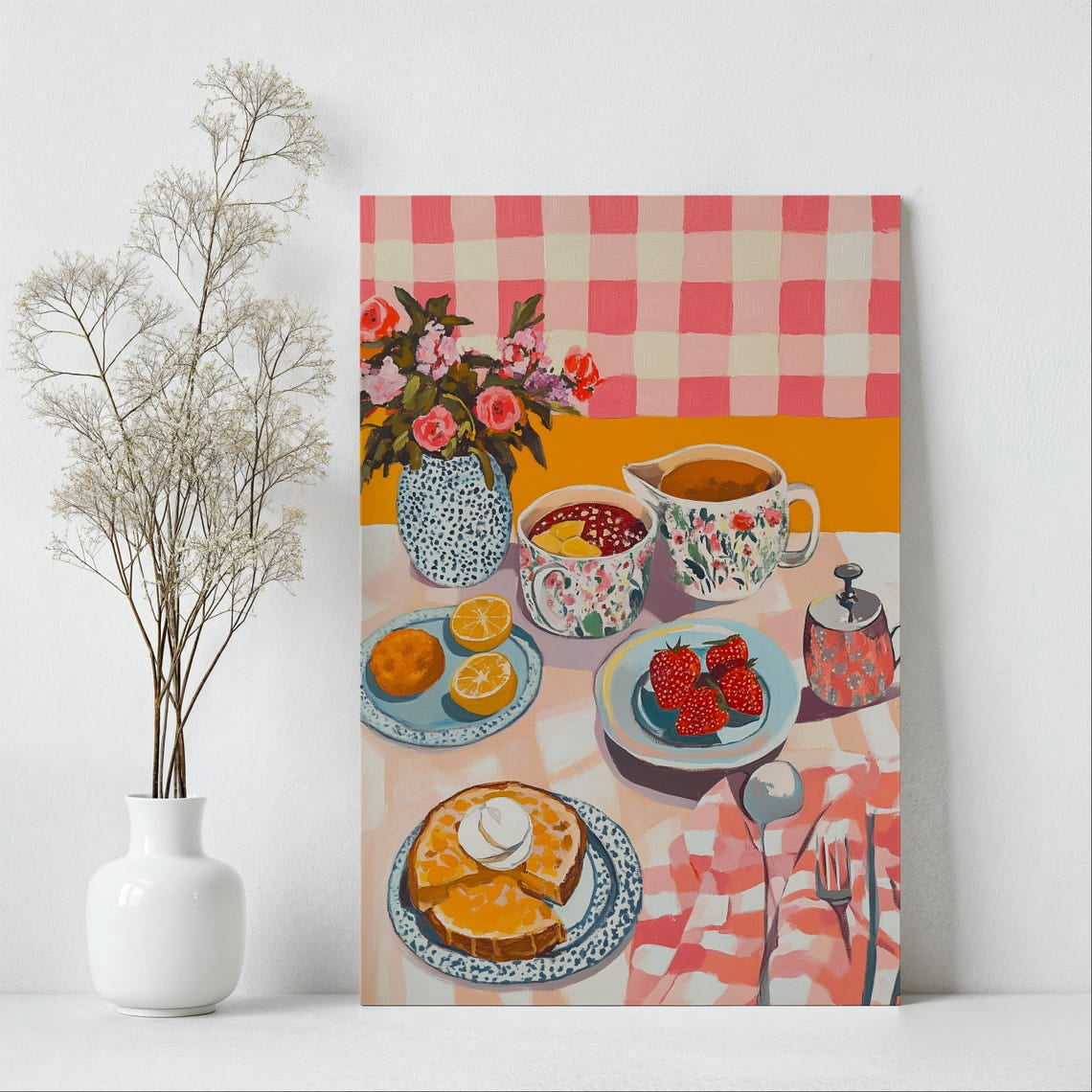 Velto Tea Time Vintage Inspired Impressionist Illustration Pastel ...