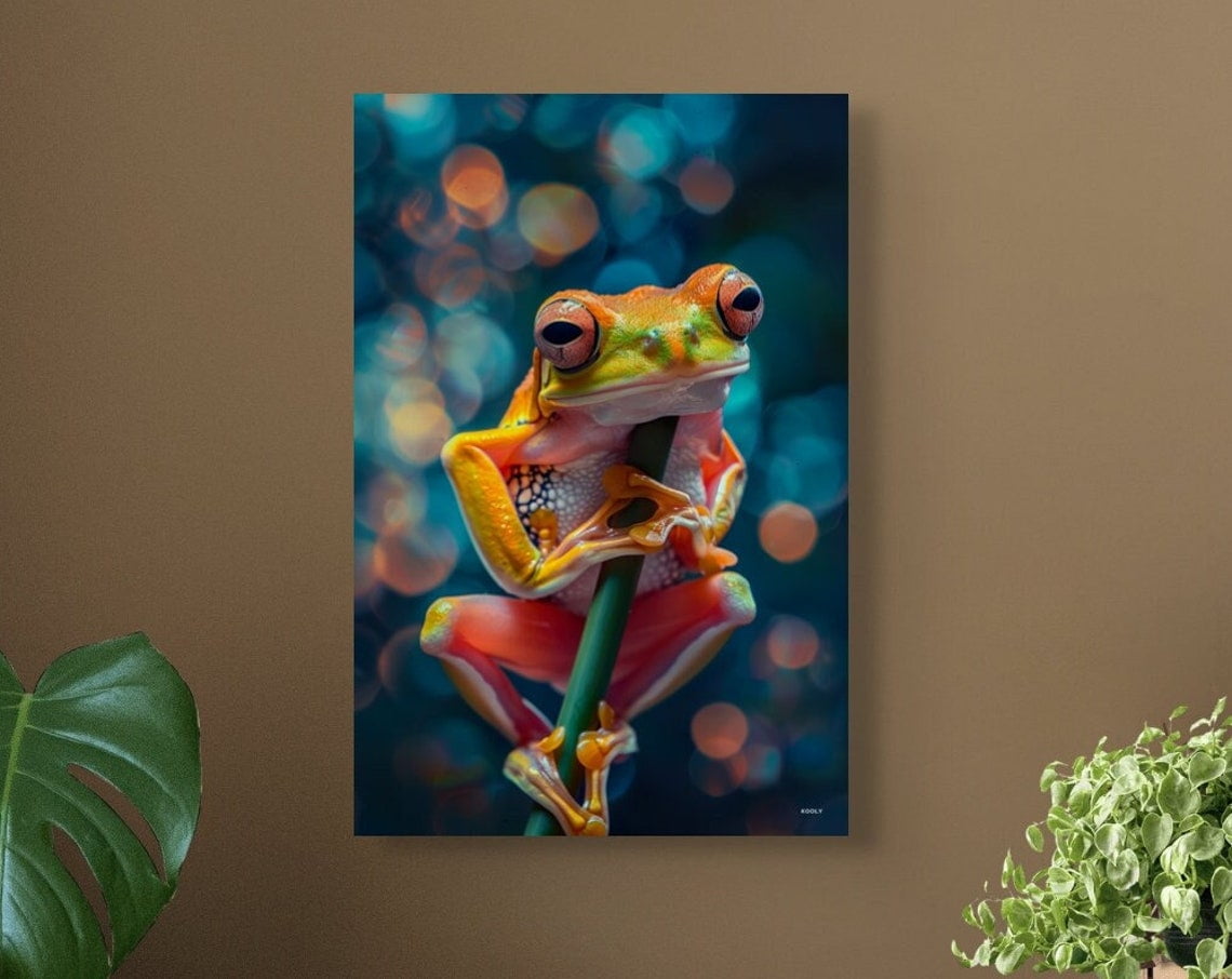 Velto Tropical Frog Canvas, Vibrant Tree Frog Wall Art, Portrait Animal ...