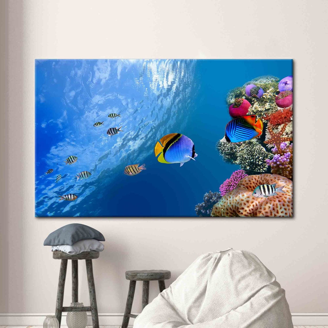 Velto Tropical, Seascape Canvas, Underwater Wall Decor, Ocean Canvas ...