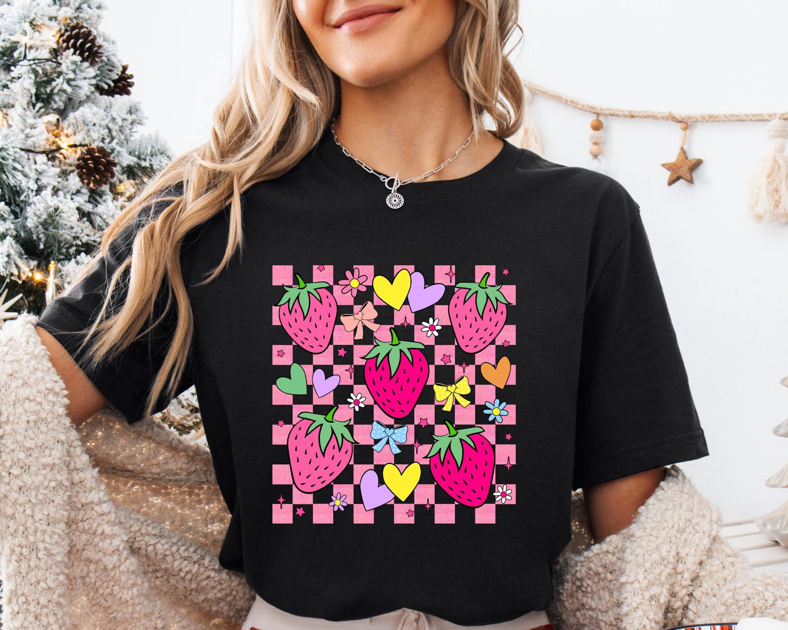 Velto Valentine Strawberry Girls Shirt, Girls Valentines Day T-Shirt ...