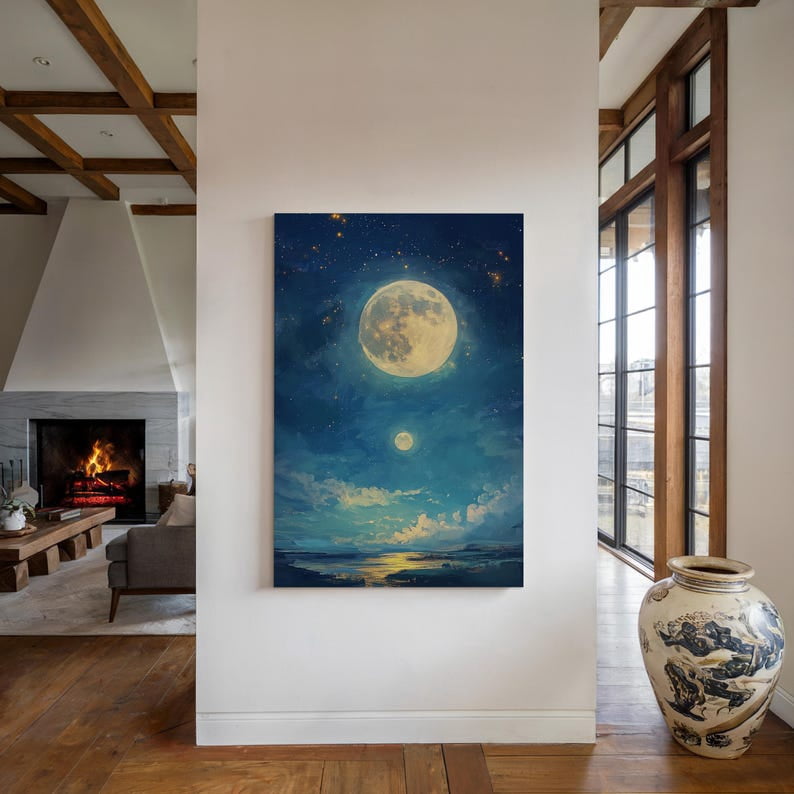 Velto Western Desert Canvas Wall Art UFO Theme with Cowboy Vintage Sci ...