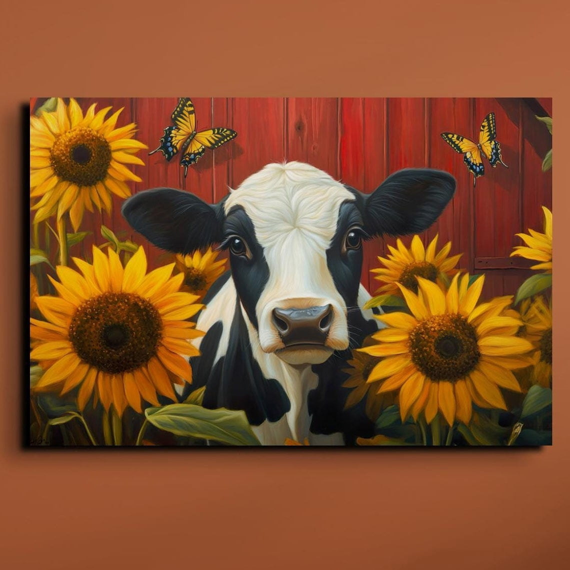 Velto Wisconsin Sted Cow Wall Art, Farm, Holstein Friesian For Home ...