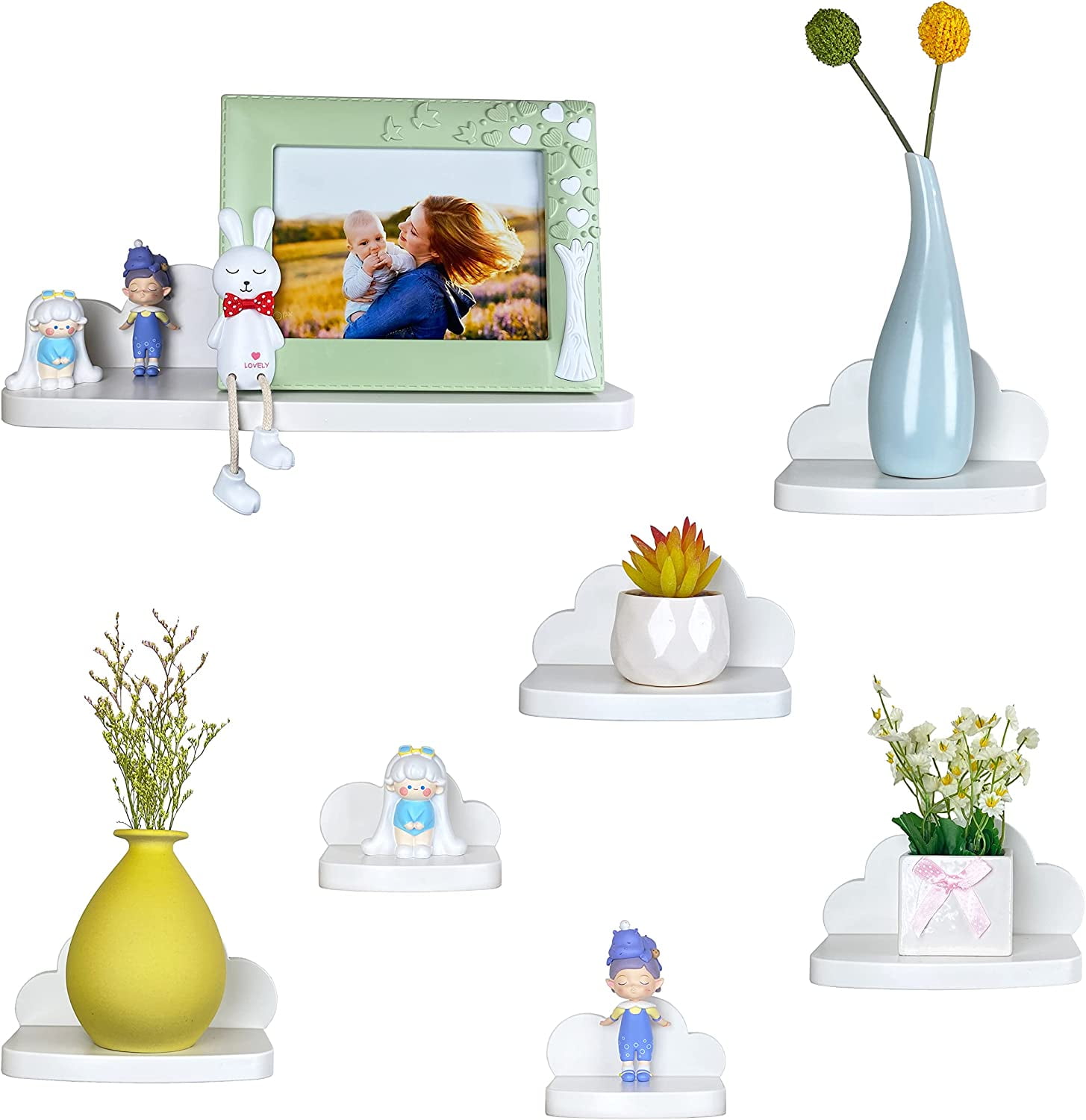 Veluckin Small Floating Shelves Mini Cloud Shelves Hanging Display Wall ...