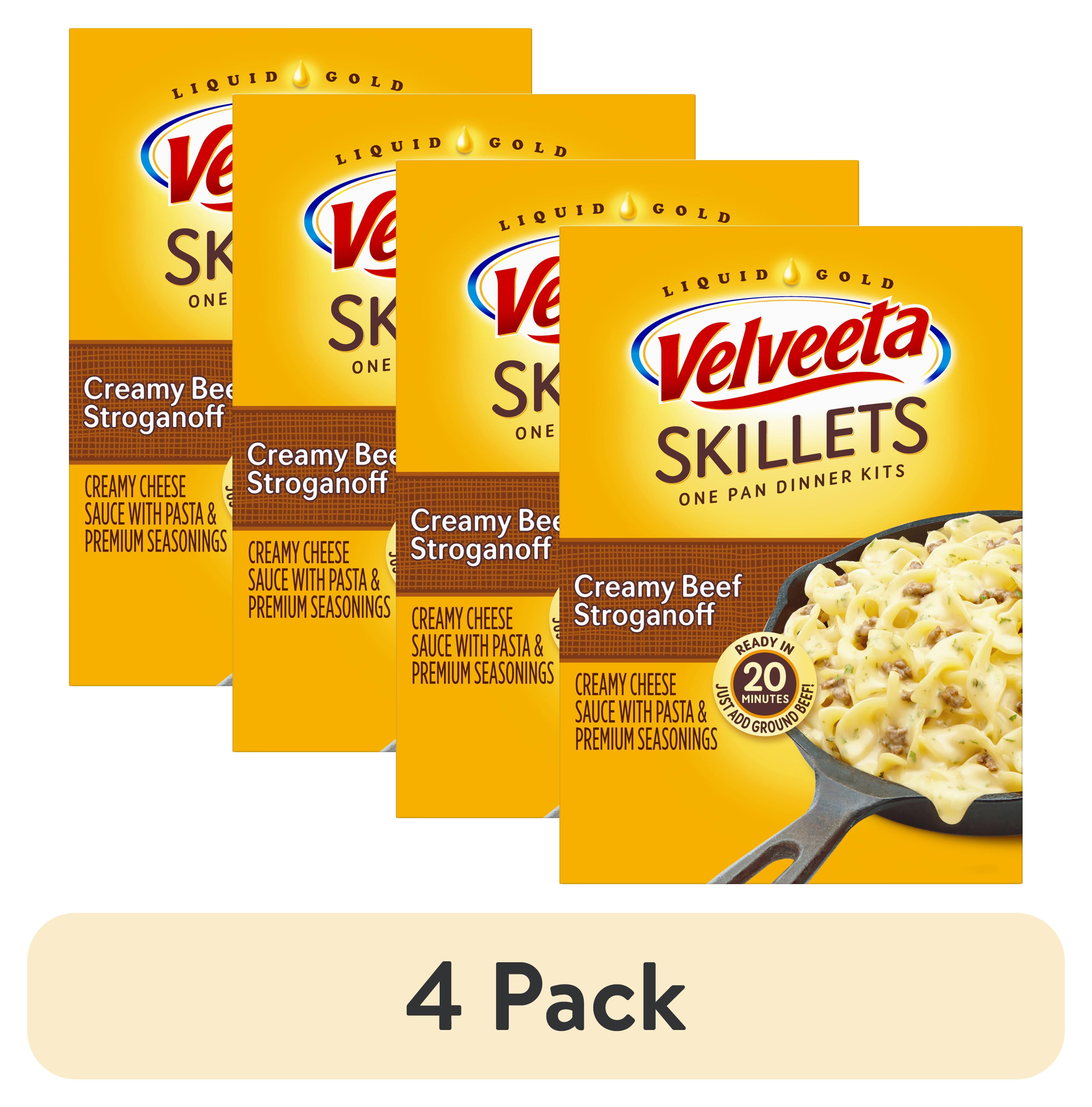 (4 pack) Velveeta Skillets Creamy Beef Stroganoff Pasta Dinner Kit, 11. ...