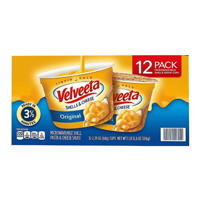 Velveeta Shells & Cheese Original Microwavable Shell Pasta, 12 pk./2.39 ...