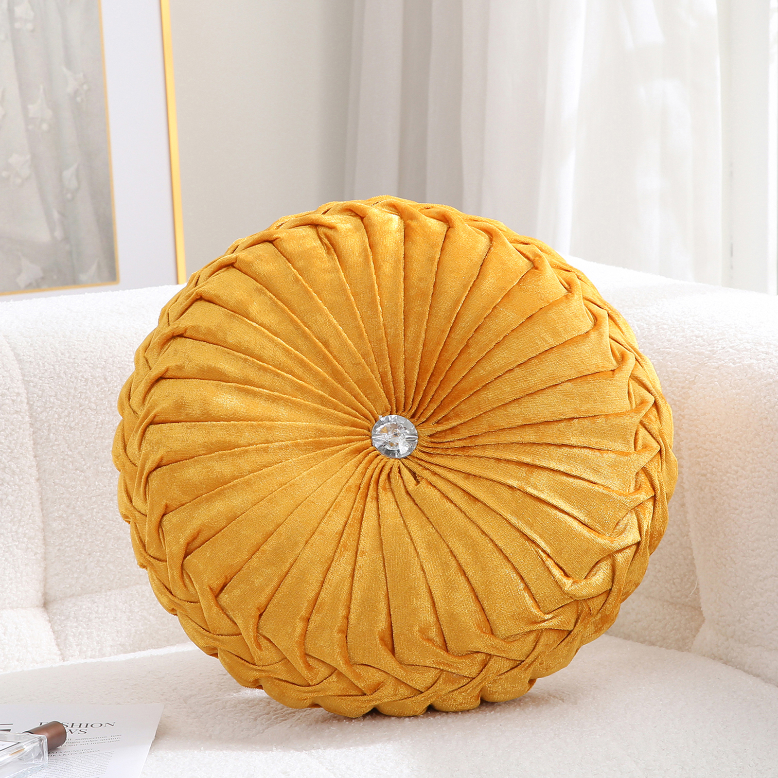 Better Homes & Gardens Velvet Round Decorative Pillow, 15.5" Blush ...