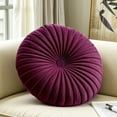Velvet 18-Inch Round Decorative Pillow for Couch Décor (Burgundy ...