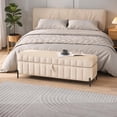 Velvet 2-Seat 49.21 Inch Upholstered Flip Top Storage Bench Neutral ...