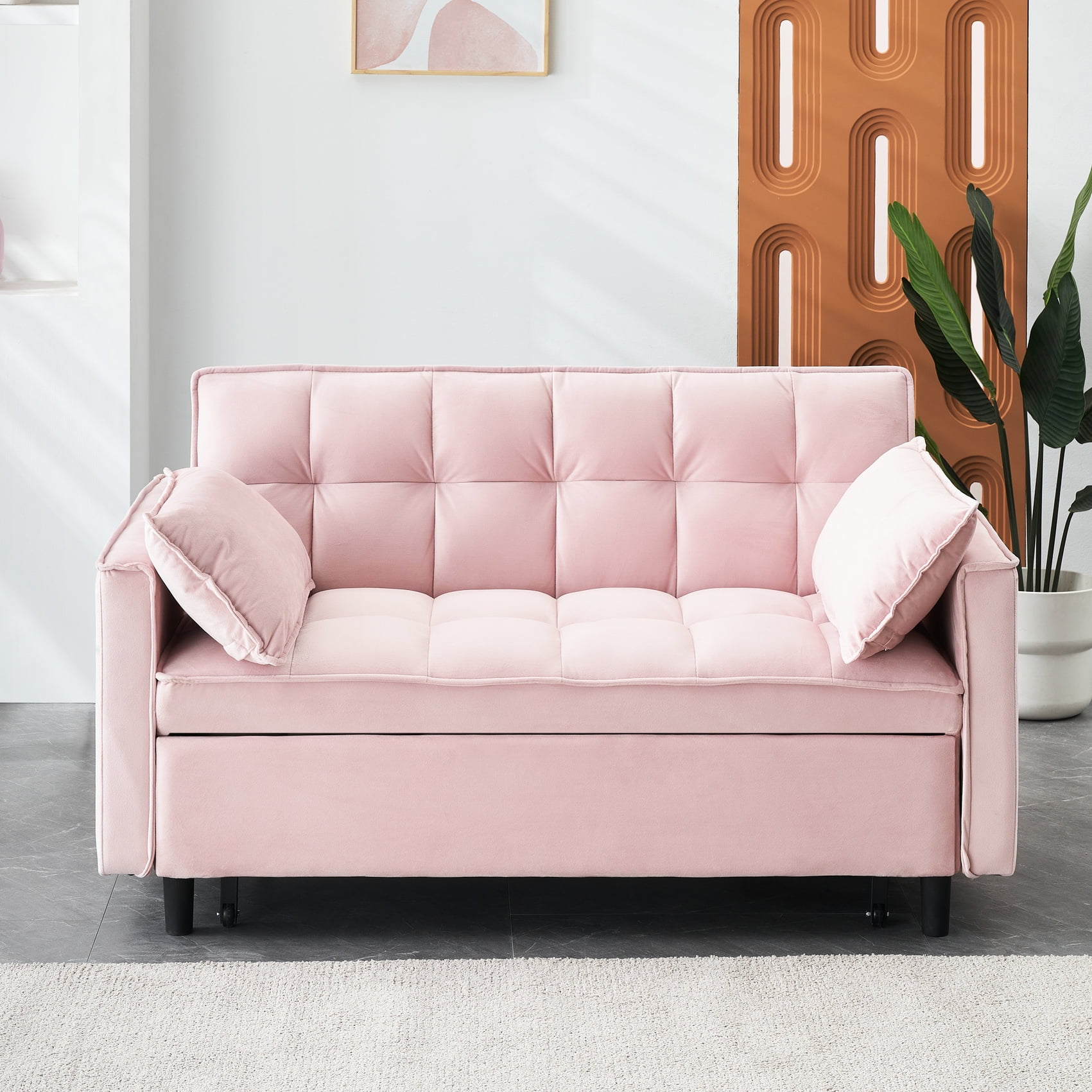 Velvet 2-Seat Sofa+3-in-1 Convertible Design”-“Living Room/Guest Room ...