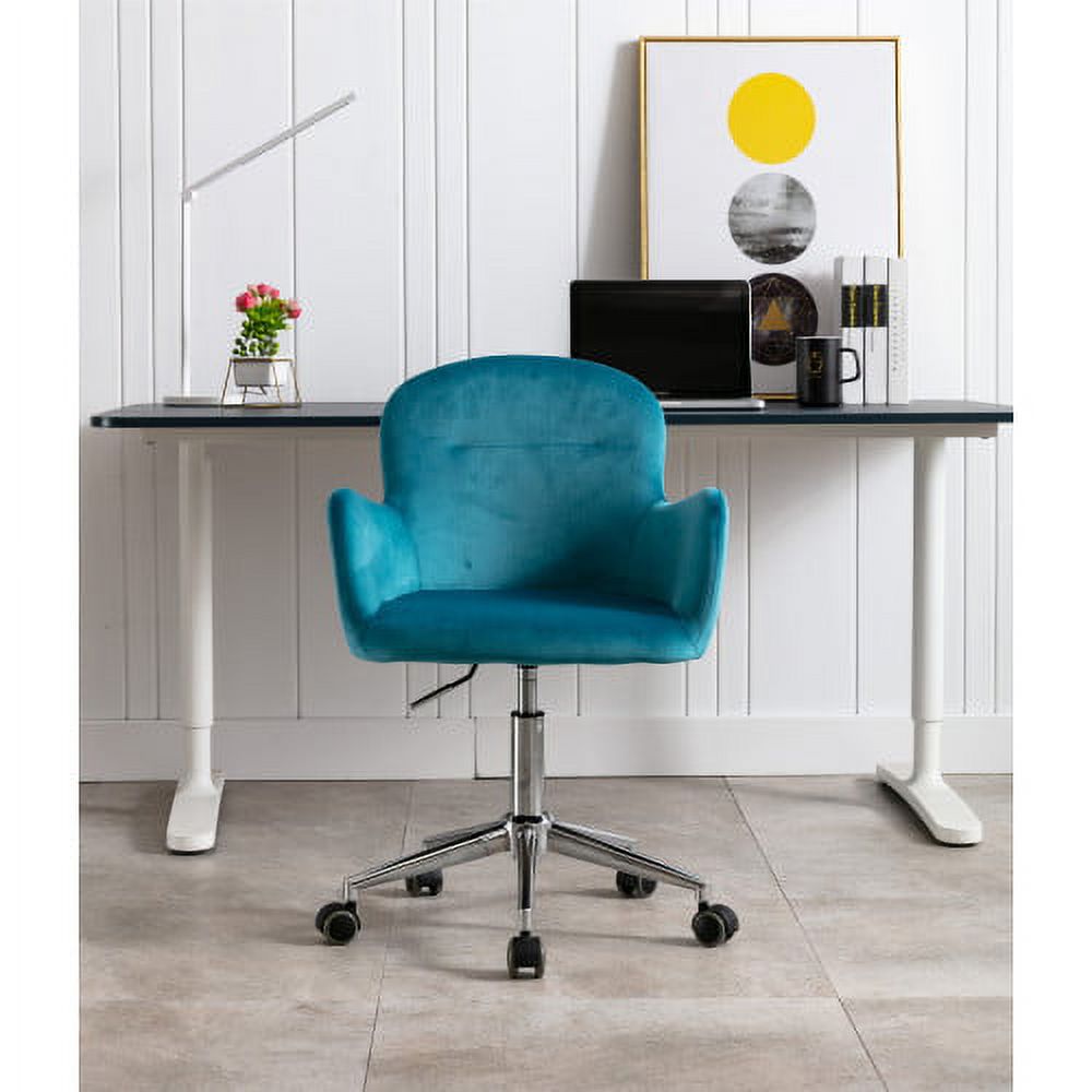 Velvet 360° Swivel Shell Chair, Modern Upholstered Mid-Back Office ...