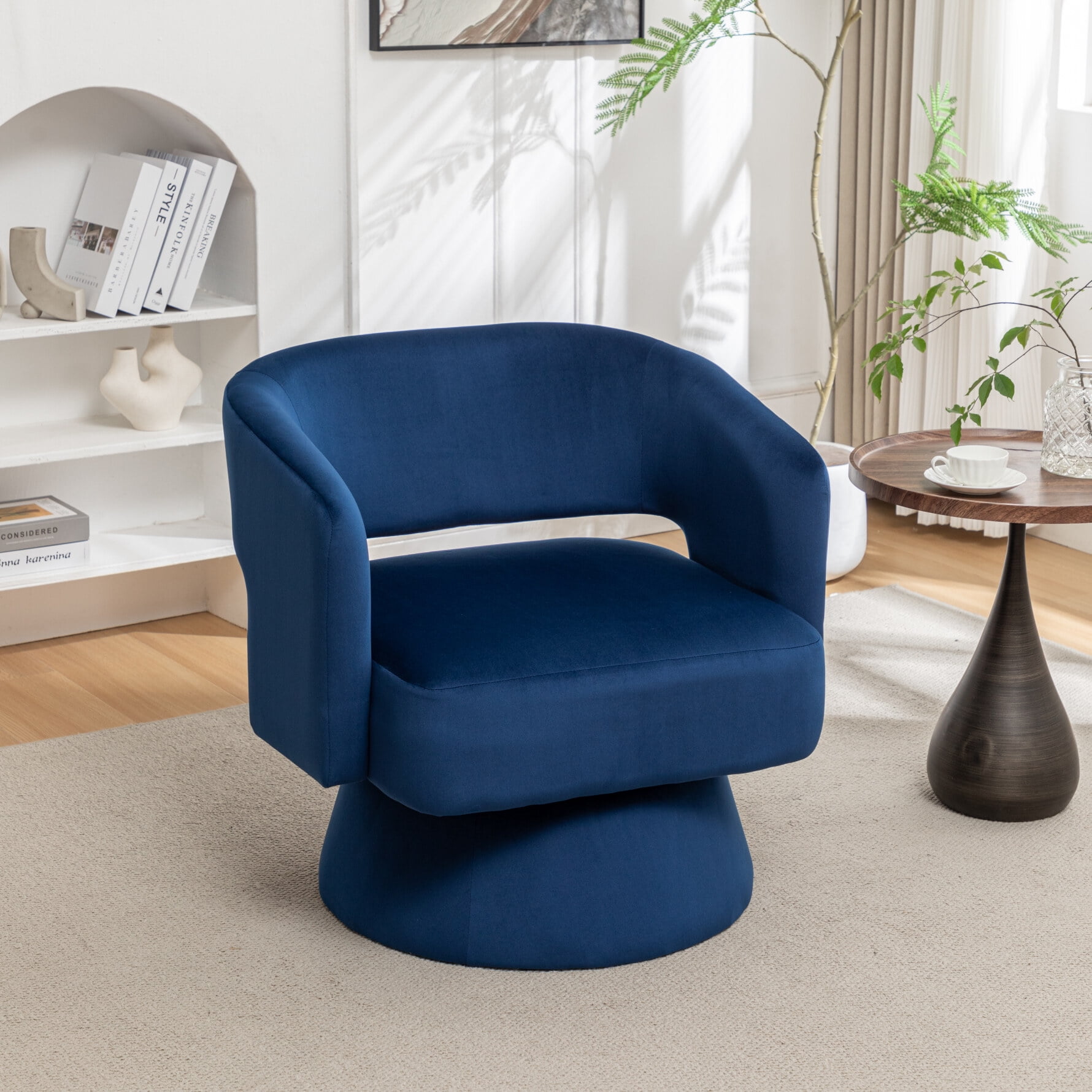 Velvet Accent Chair with 360 Degree Swivel,Swivel Upholstered Living ...