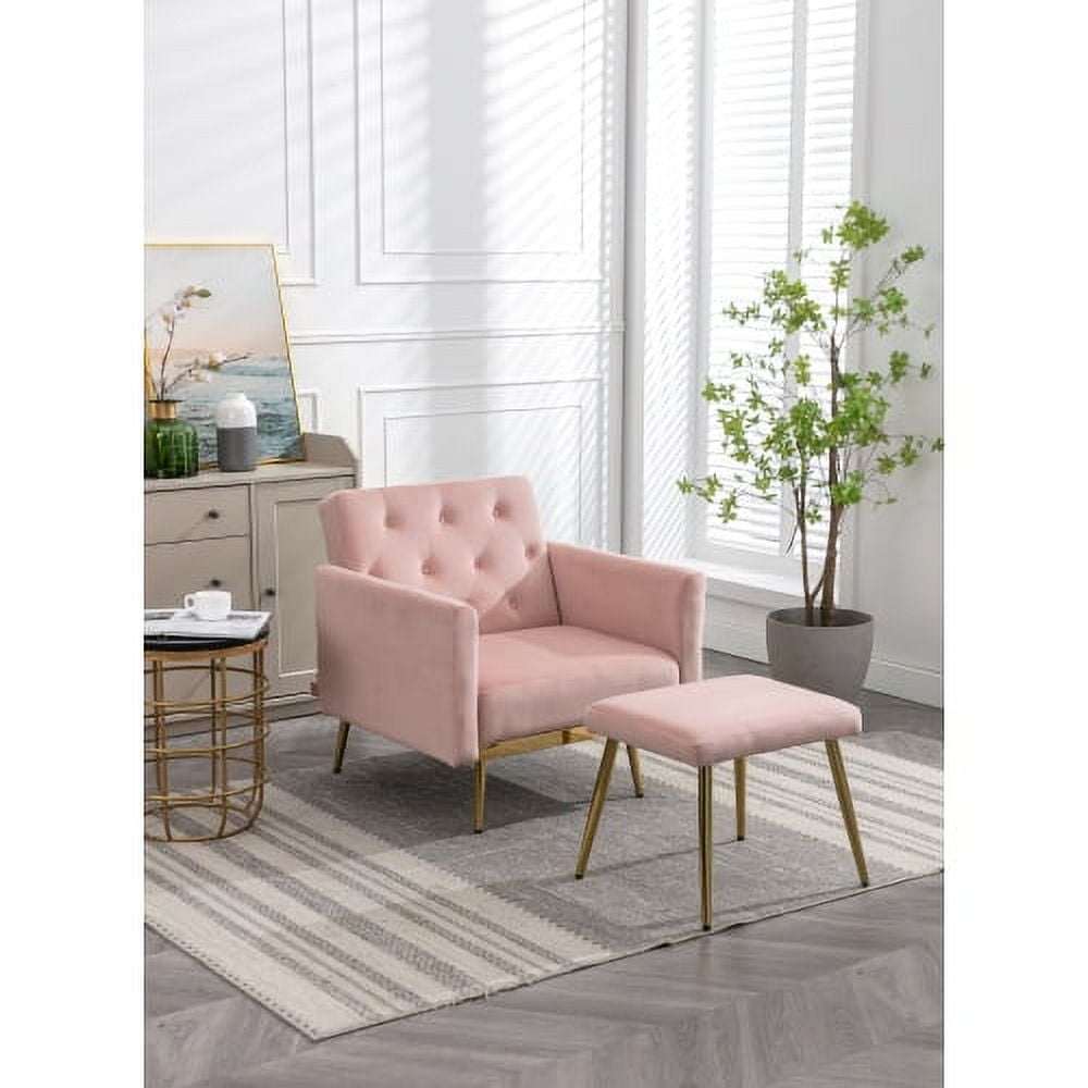 Velvet Accent Chair with Adjustable Armrests and Backrest,Button Tufted ...