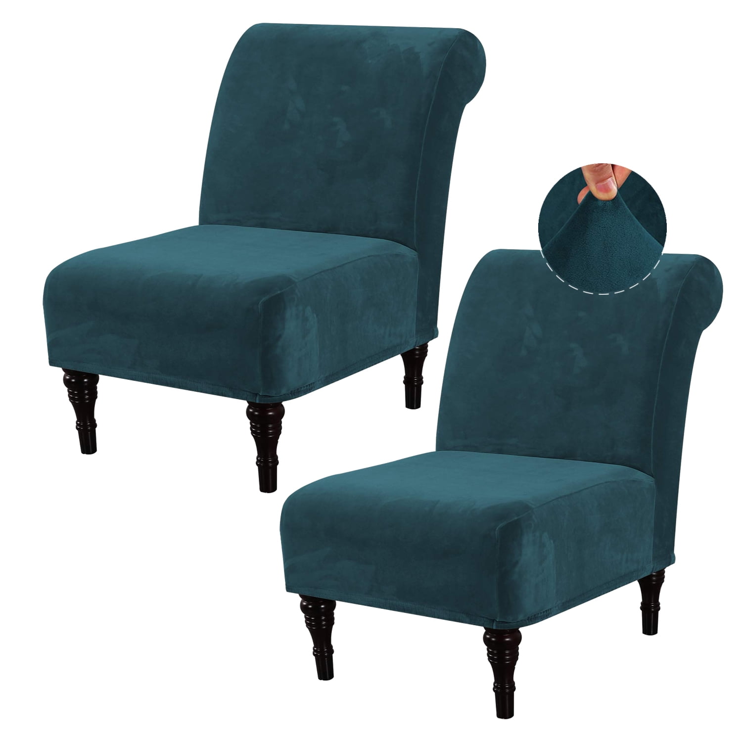 Velvet Accent Chair Cover, Set of 2 High Stretch Armless Chair Covers ...