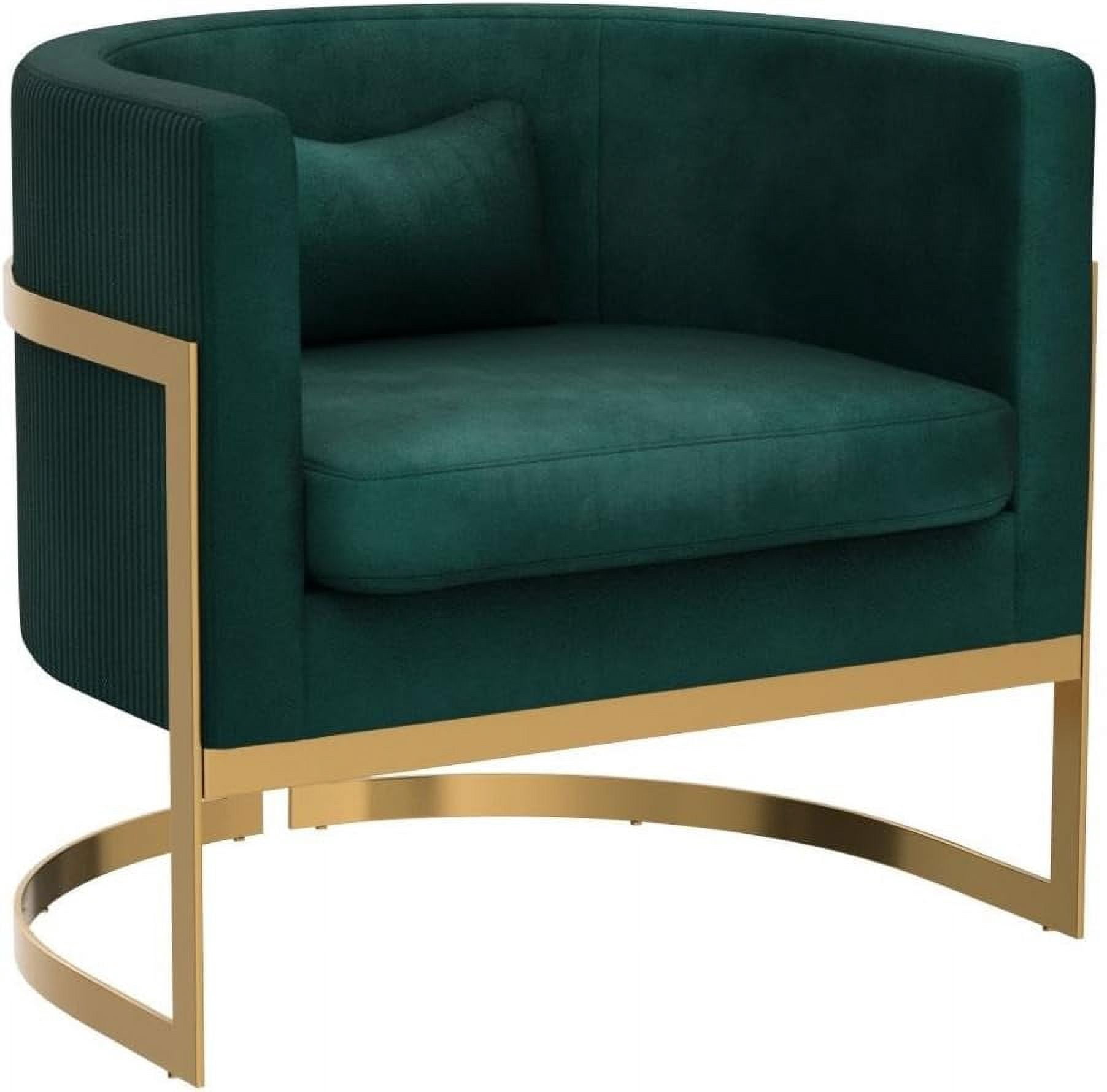 Velvet Accent Chair Green Modern Upholstered Barrel Chair, Wide Arm ...