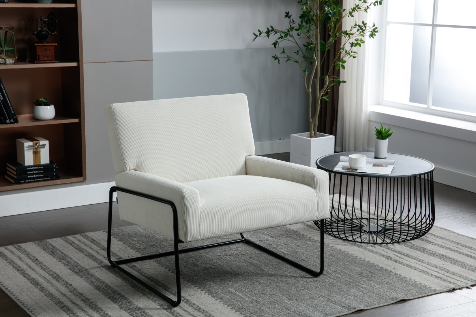 Velvet Accent Chair, Metal Frame Industrial Armchair with Soft Padded ...