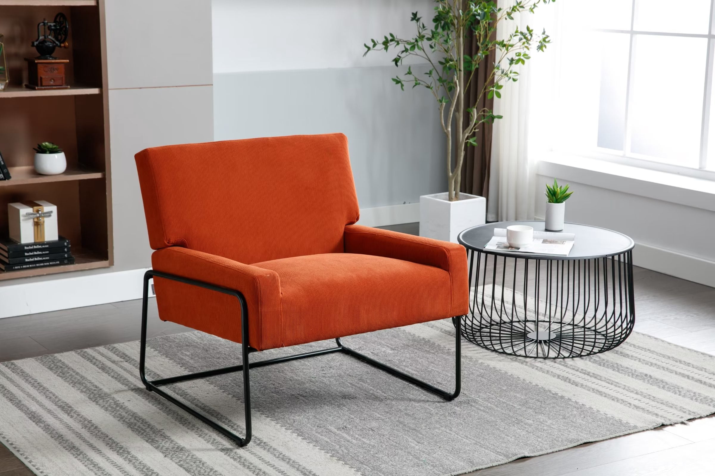 Velvet Accent Chair with Metal Frame, Modern Industrial Slant Armchair ...