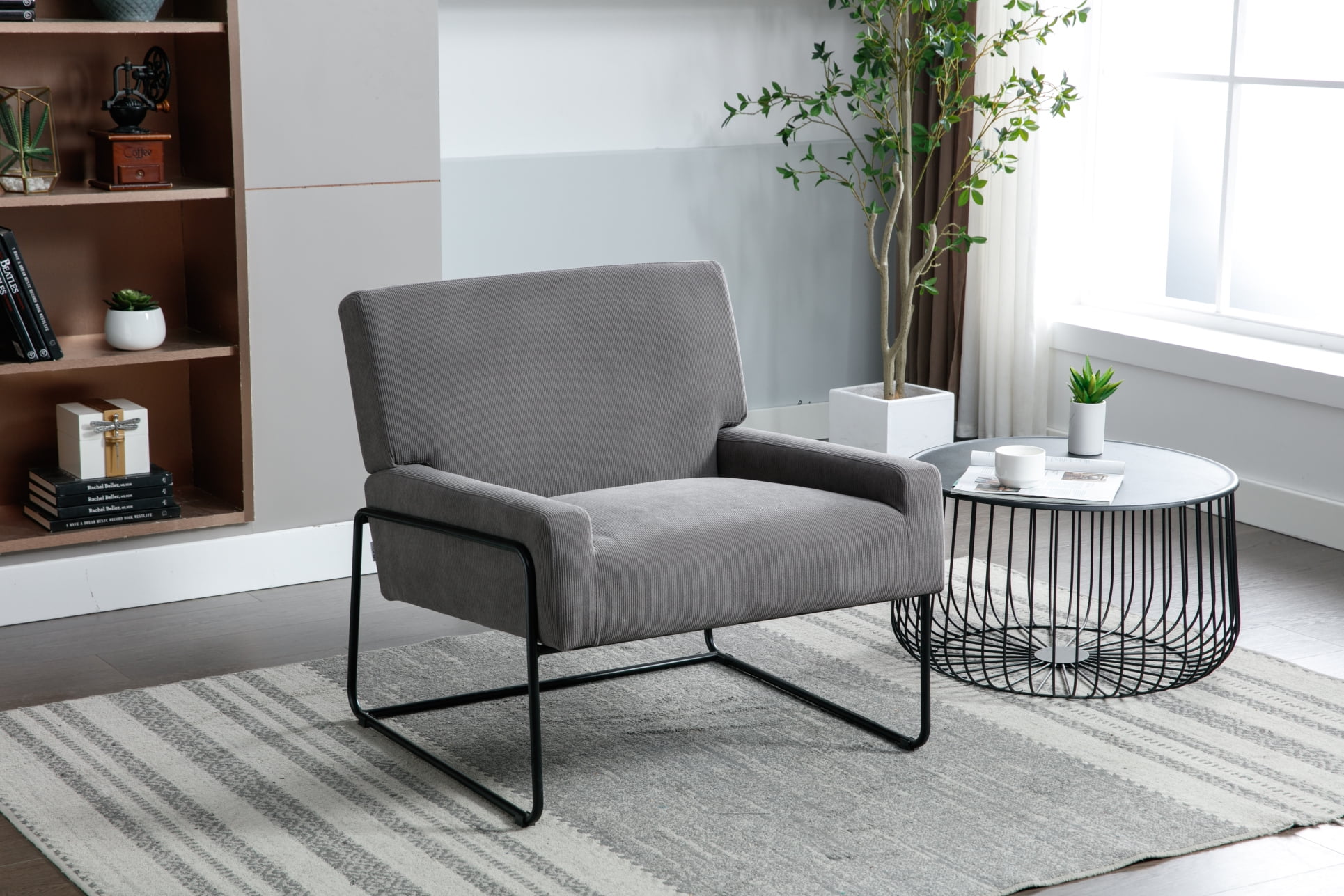 Velvet Accent Chair,Modern Industrial Slant Armchair with Metal Frame ...