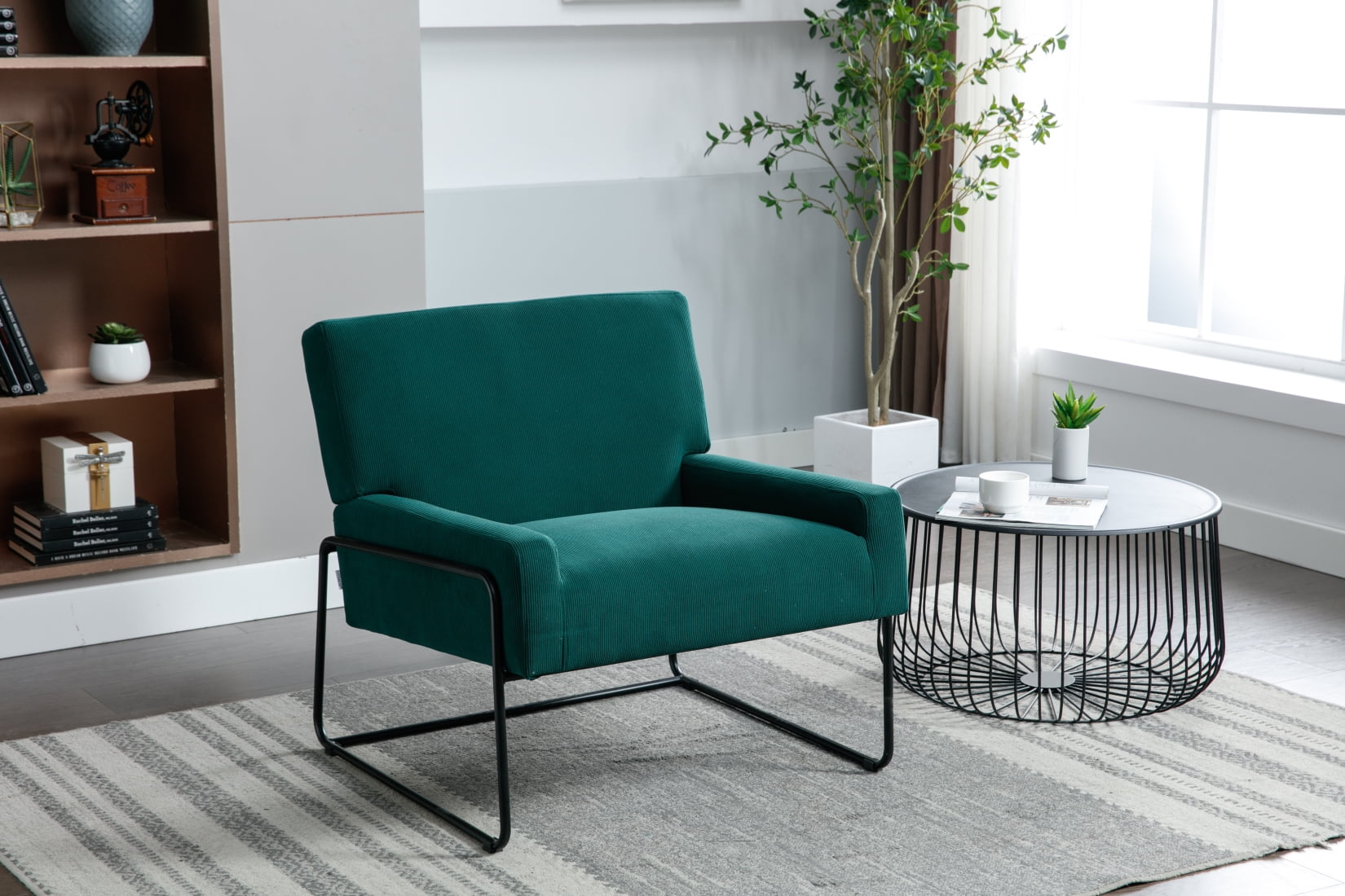 Velvet Accent Chair,Modern Industrial Slant Armchair with Metal Frame ...