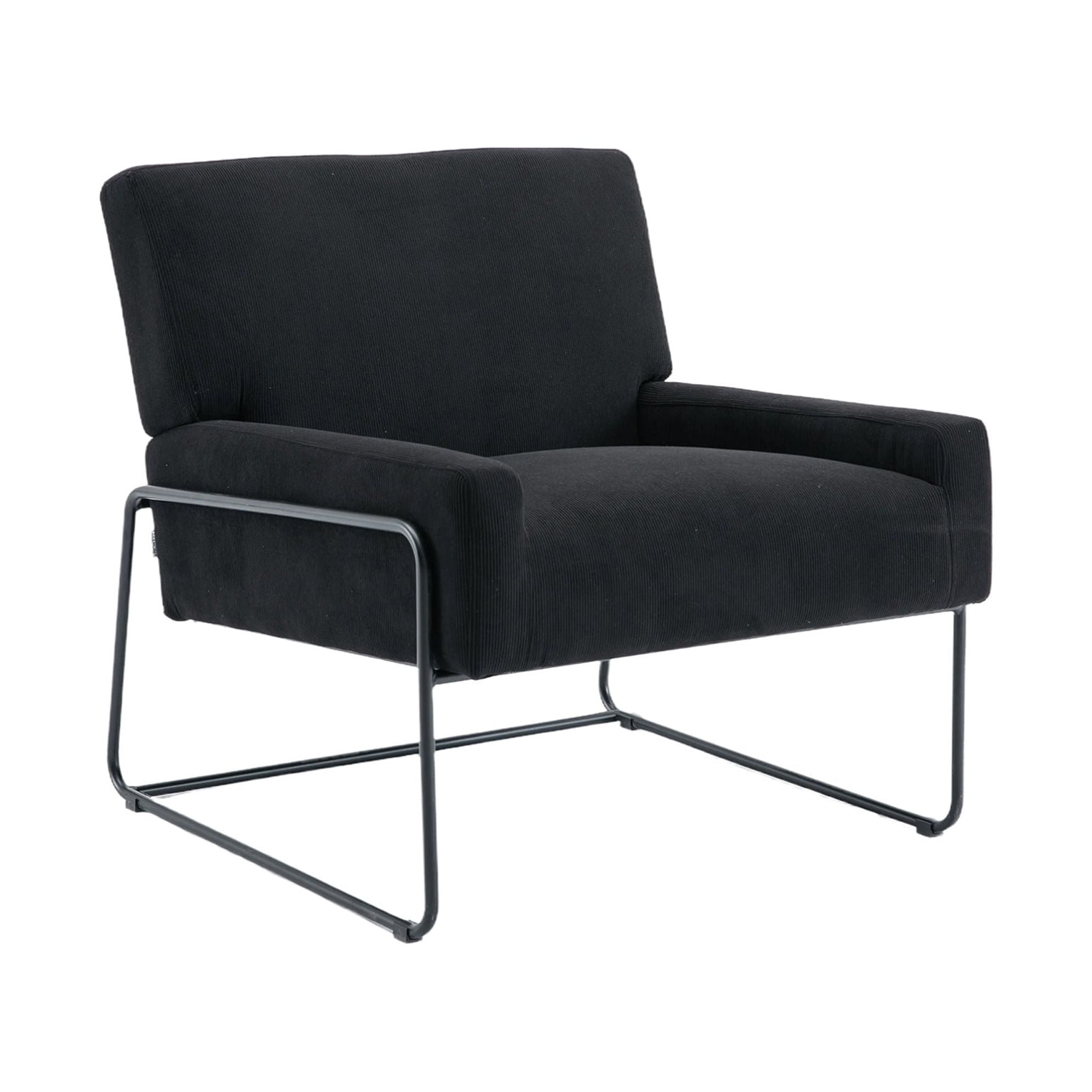 Velvet Accent Chair, Modern Industrial Slant Armchair with Metal Frame ...