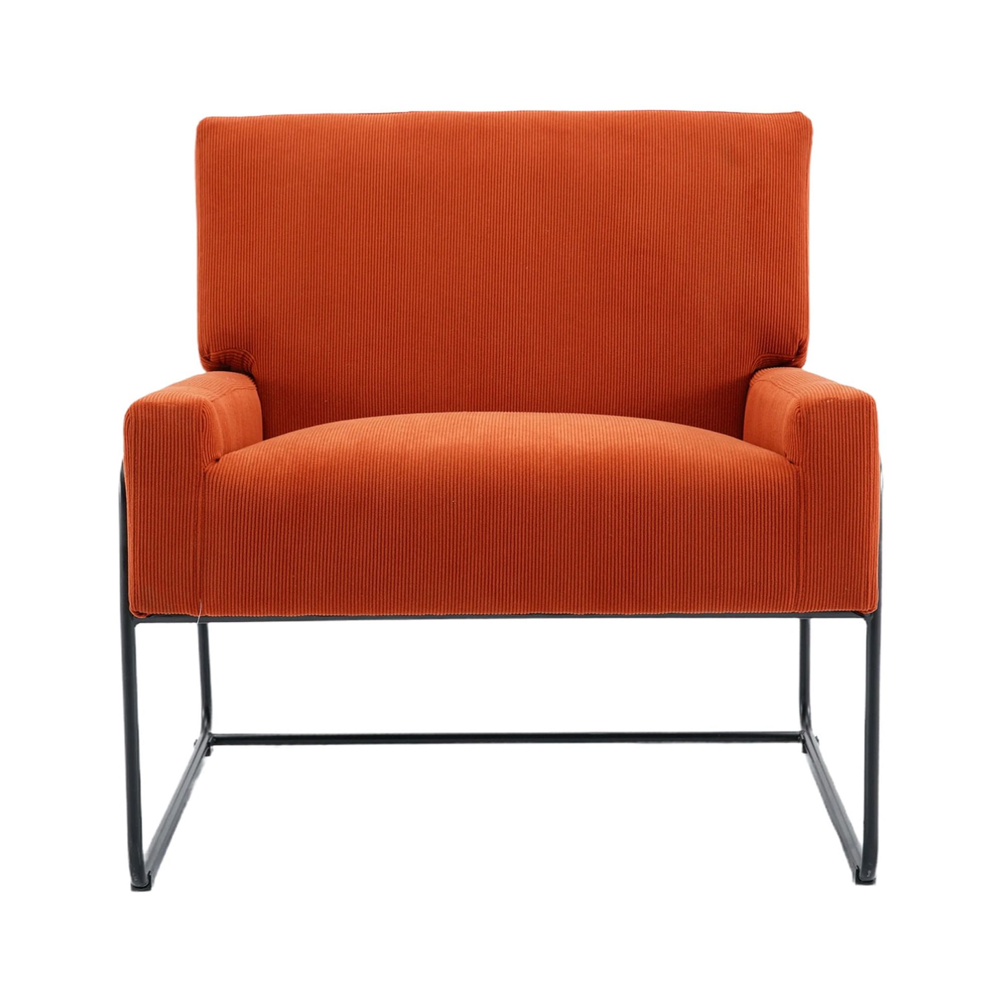 Velvet Accent Chair, Modern Industrial Slant Armchair with Metal Frame ...