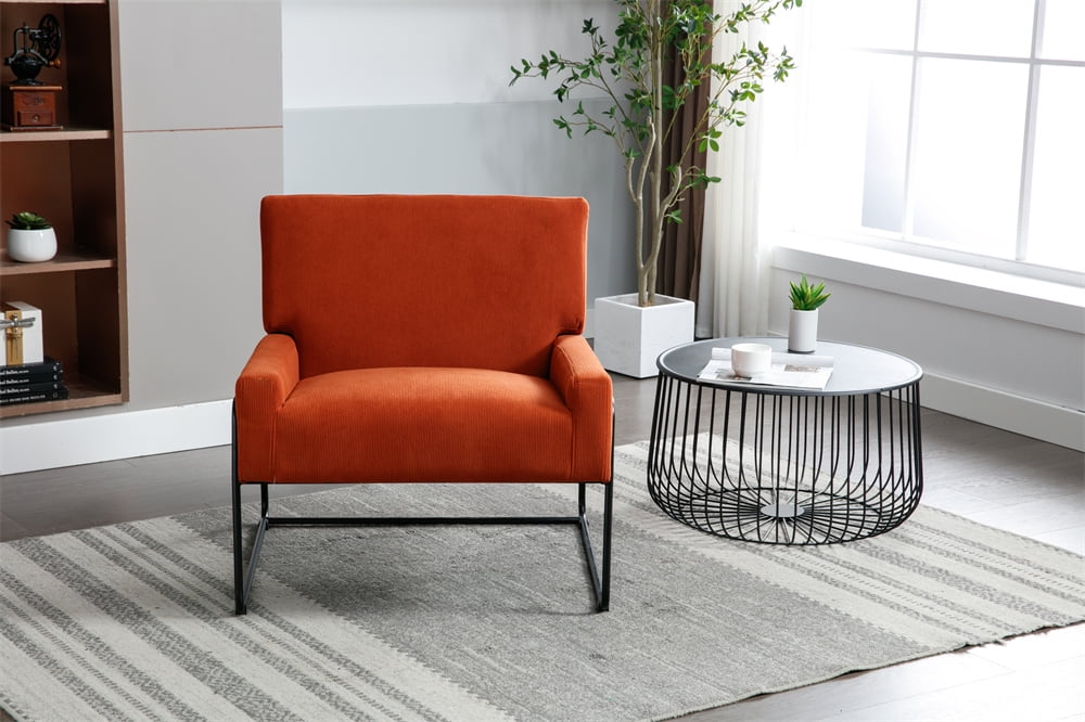 Velvet Accent Chair, Modern Industrial Slant Armchair, Premium High ...