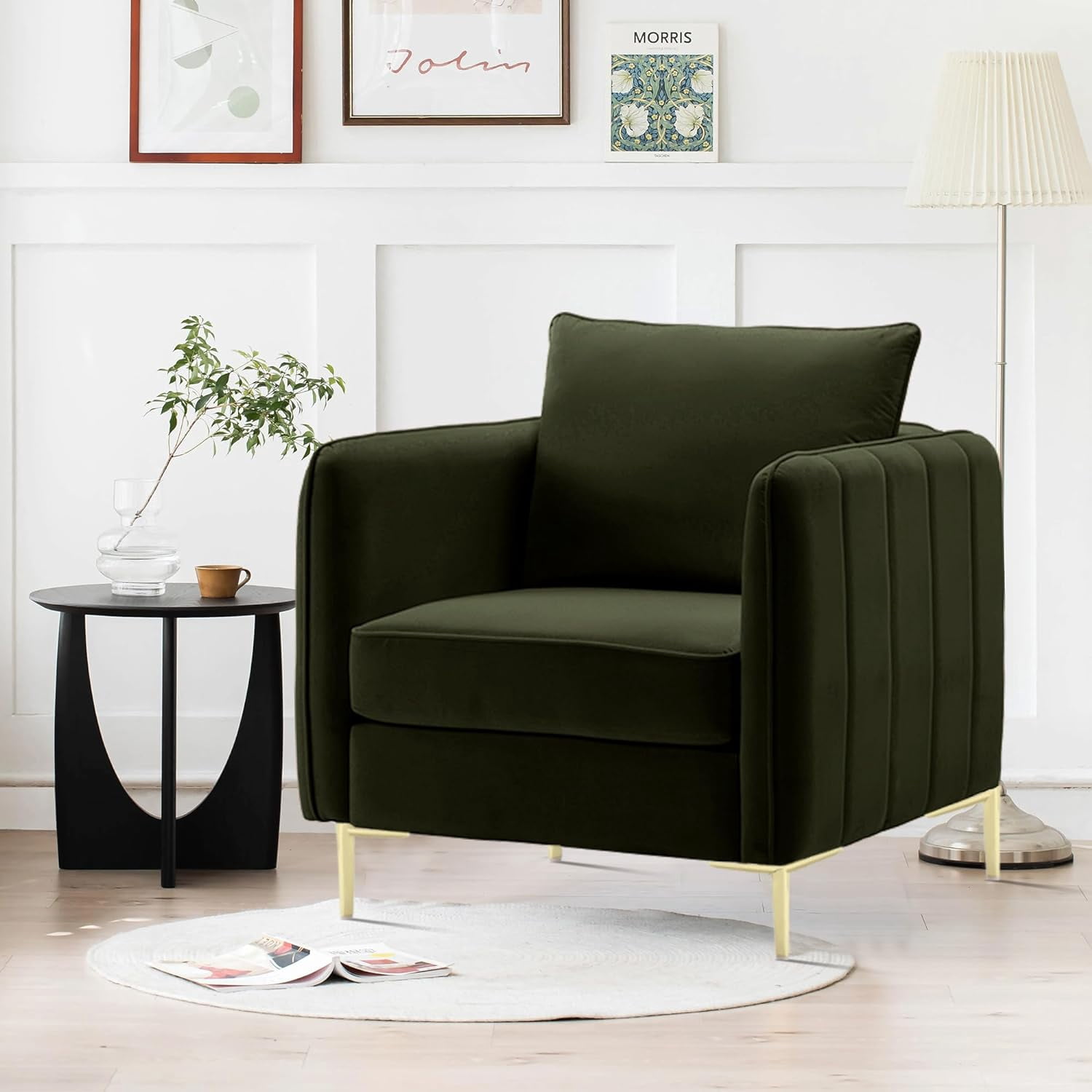 Velvet Accent Chair, Modern Upholstered Armchair Living Room Single ...
