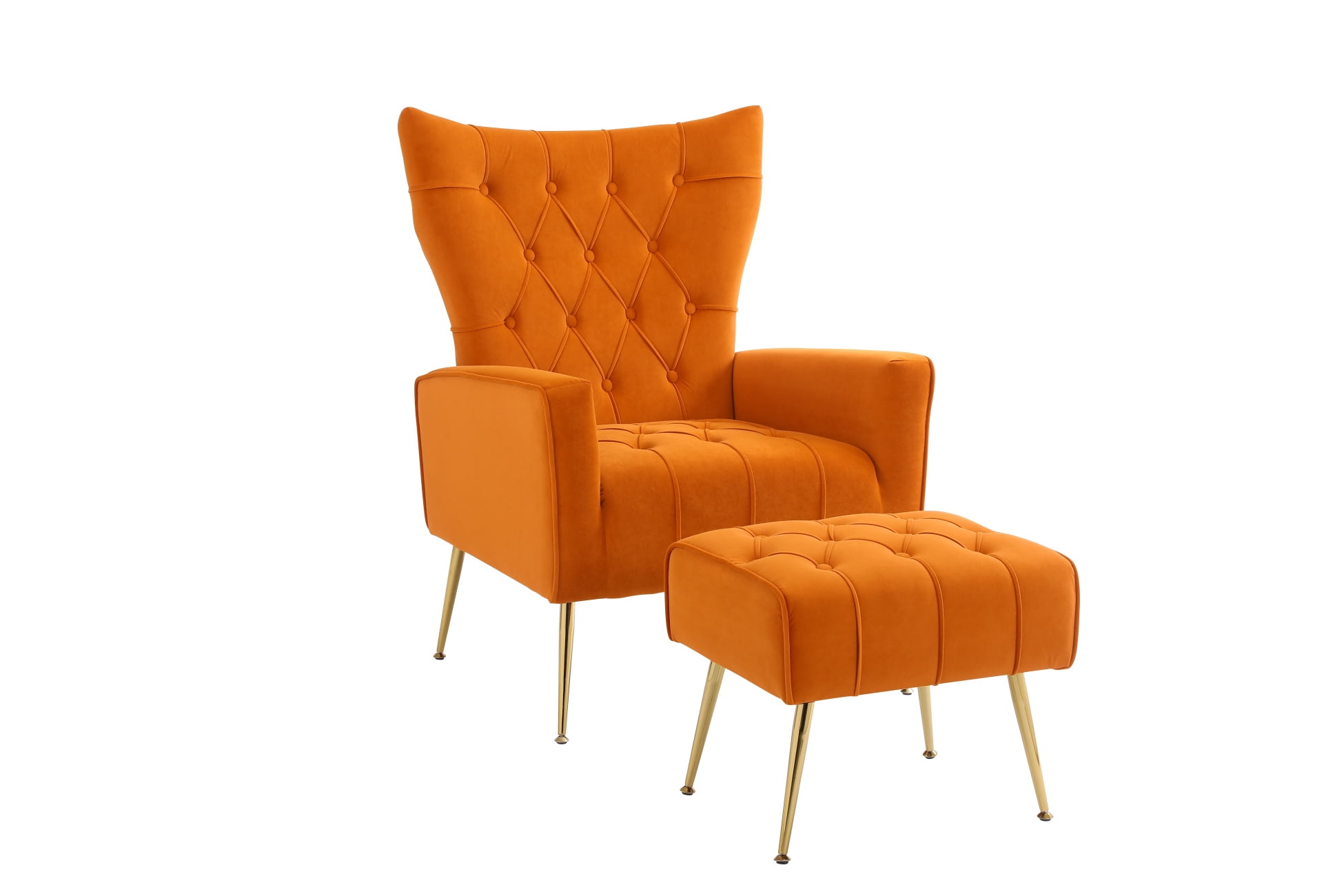 Velvet Accent Chair with Ottoman, Upholstered Chair and Ottoman Set ...