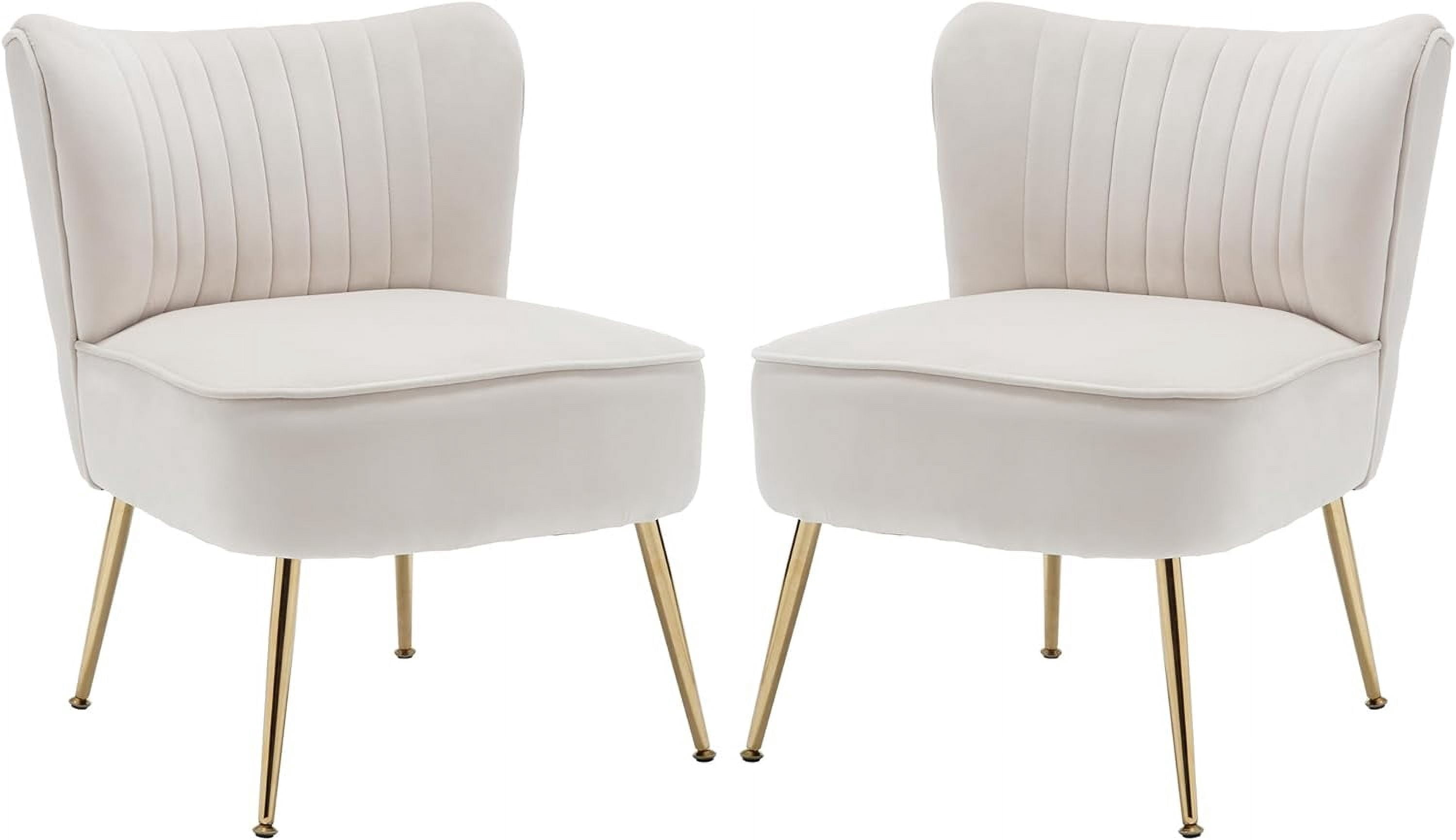 Velvet Accent Chair Set of 2, Comfy Upholstered Side Chair with Gold ...