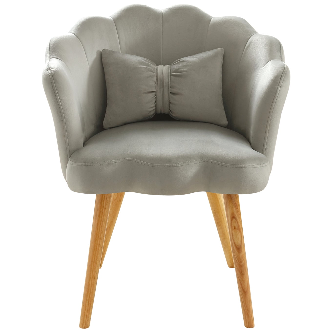 Velvet Accent Chair, Shell-Shaped Chair with Bowknot Waist Pillow ...