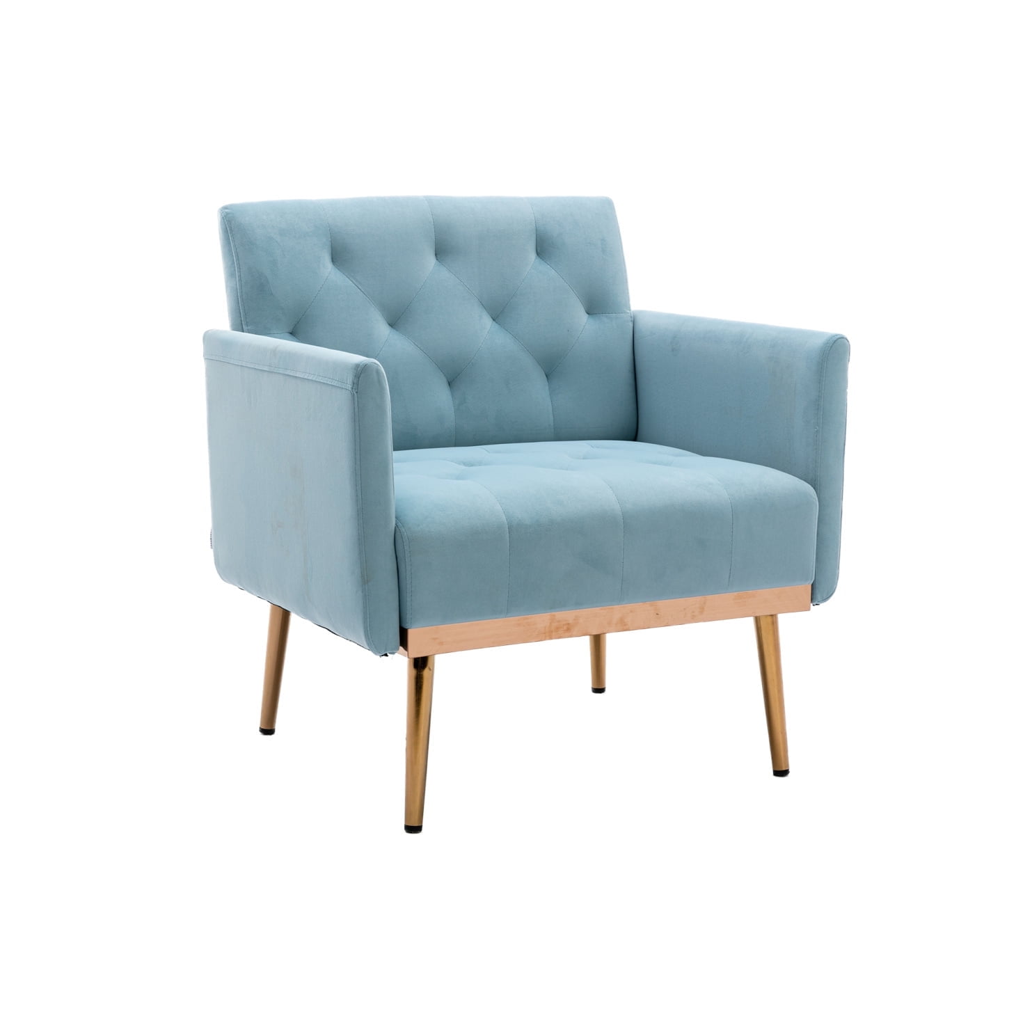 Velvet Accent Chair with Square Arms for Living Room, Modern Tufted ...