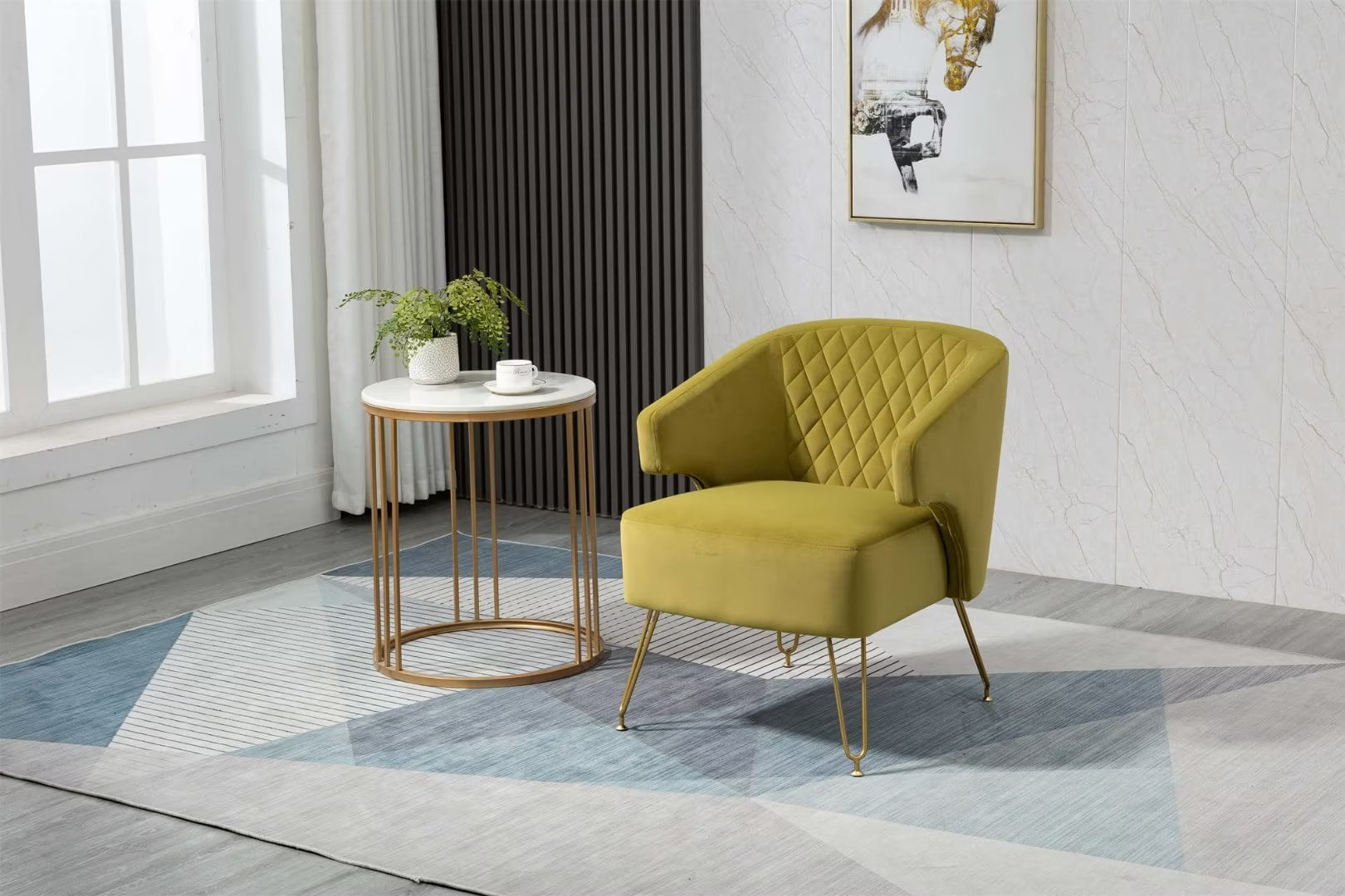 Velvet Accent Chair, Upholstered Modern Single Sofa Side Chair, Comfy ...