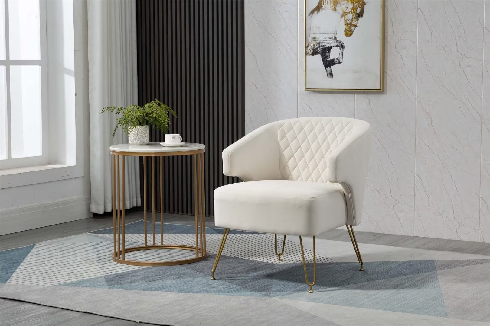 Velvet Accent Chair, Upholstered Modern Single Sofa Side Chair, Comfy ...