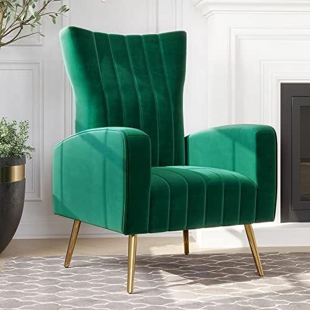 Velvet Accent Chairs for Living Room Modern Upholstered Wingback Vanity ...