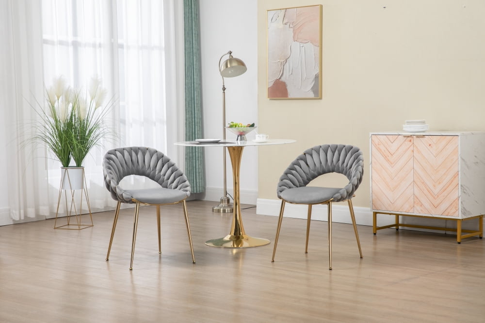 Velvet Accent Chairs Set of 2, Modern Tufted Upholstered Dining Chairs ...